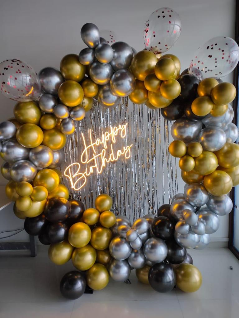 balloon decoration birthday decoration Golden & Silver Ring Decoration 3240