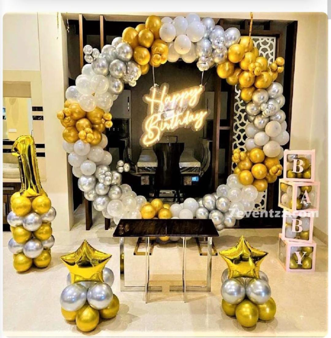 balloon decoration birthday decoration Golden & Silver Balloons Decor 3564