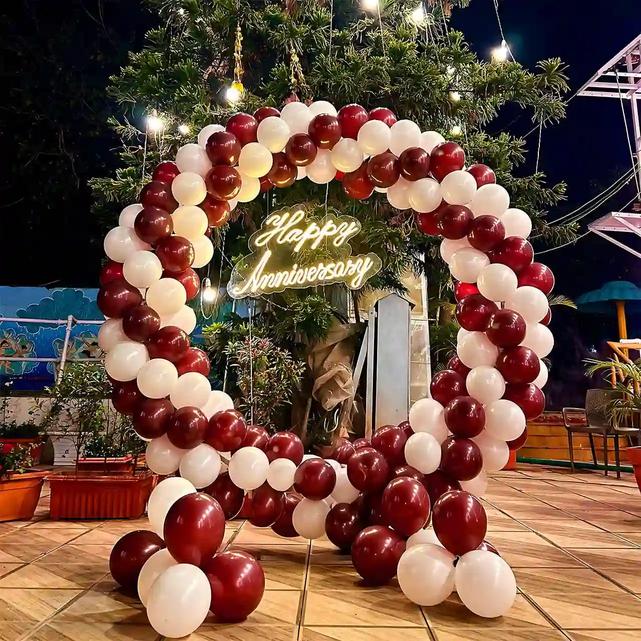 balloon decoration Maroon White Love Portal Decor 3510